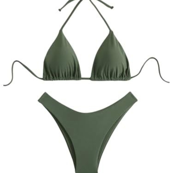 Gorglitter | Swim | Minimalist Green Triangle Bikini Set New In Bag ...
